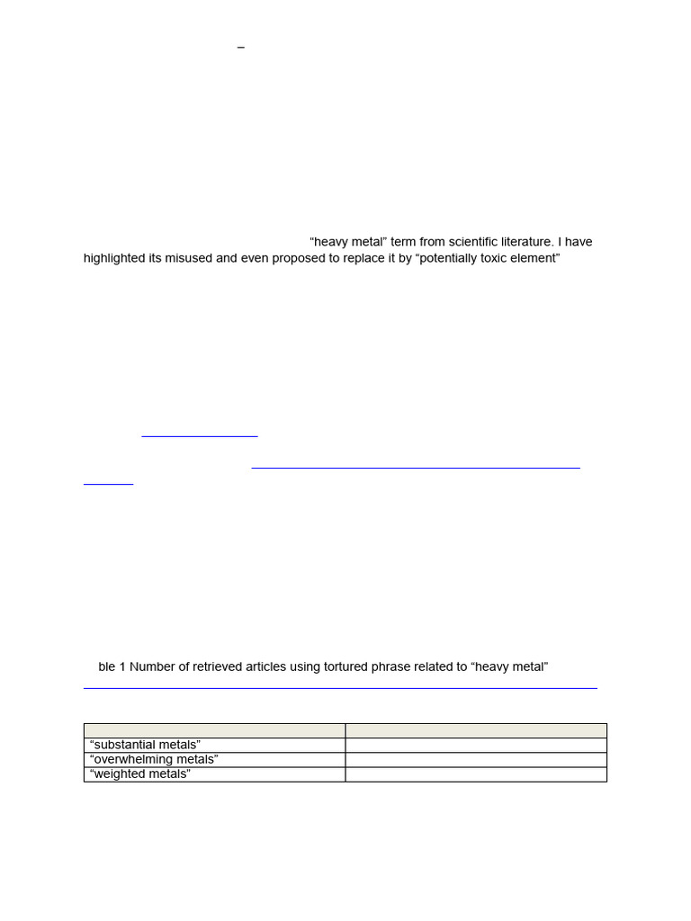 Pourret 2024 Tortured Phrases Preprint 07172024 | PDF | Soil | Metals