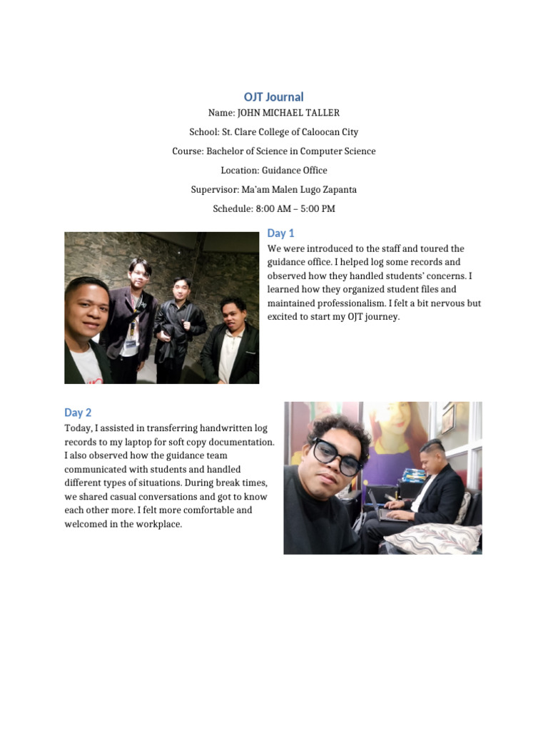 OJT Journal Days 1 To 10 | PDF | Computing