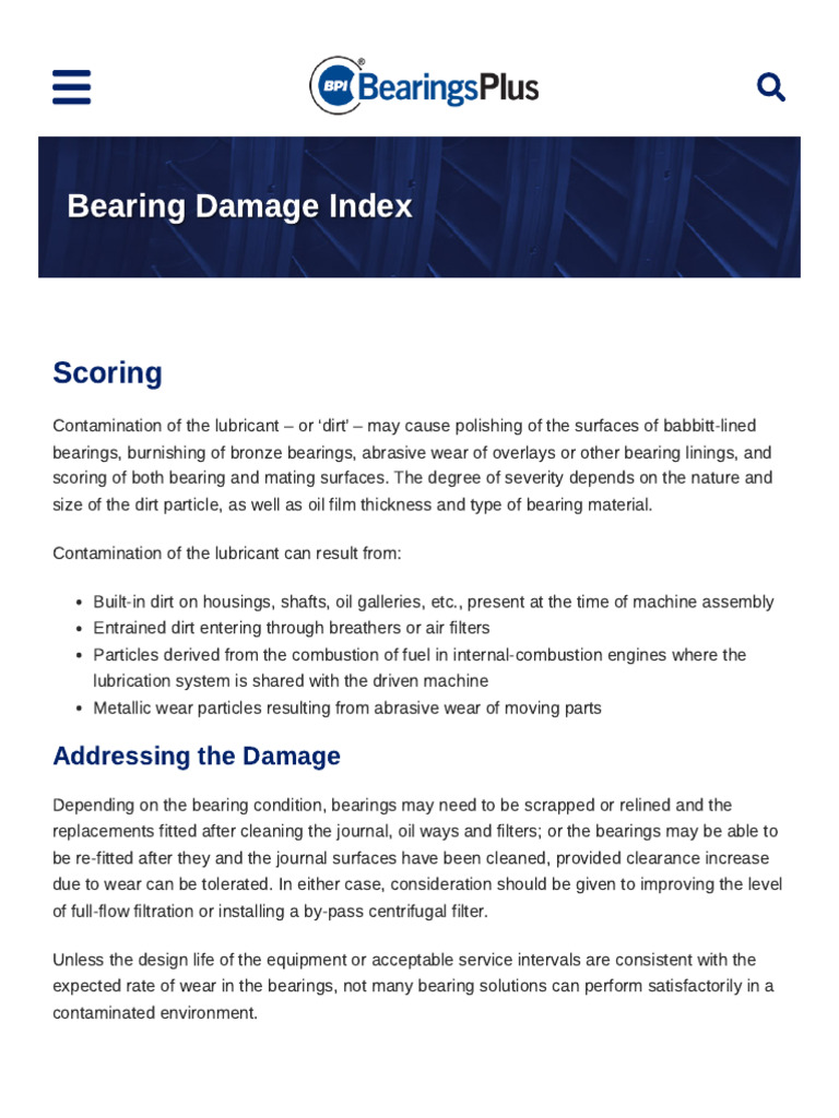Causes and Solutions for Bearing Scoring | PDF | Bearing (Mechanical ...