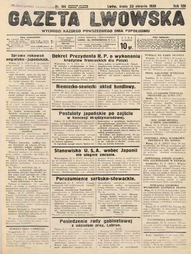 Gazeta Lwowska 1939 NR 189 | PDF