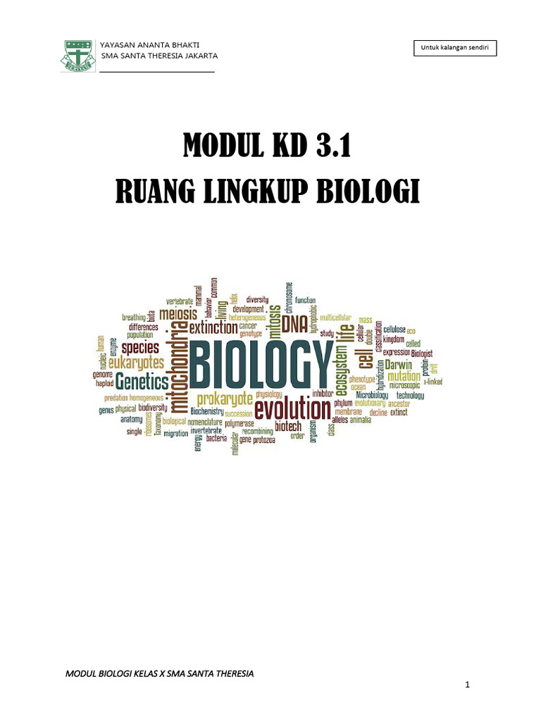 Modul Biologi Kelas X: Ruang Lingkup dan Cabang | PDF