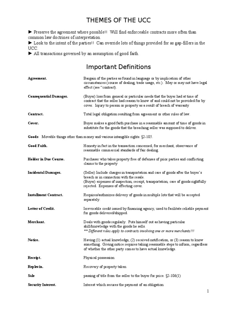 UCC Reference Chart 1 | PDF | Assignment (Law) | Offer And Acceptance
