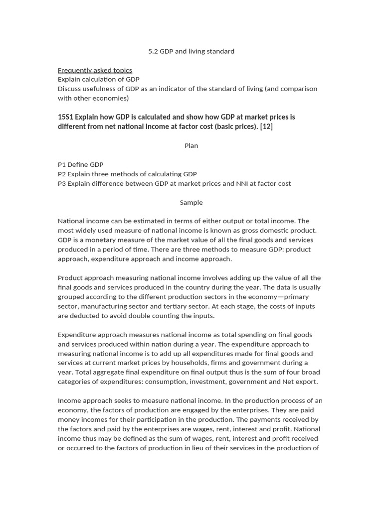 Understanding GDP and Living Standards | PDF | Measures Of National ...