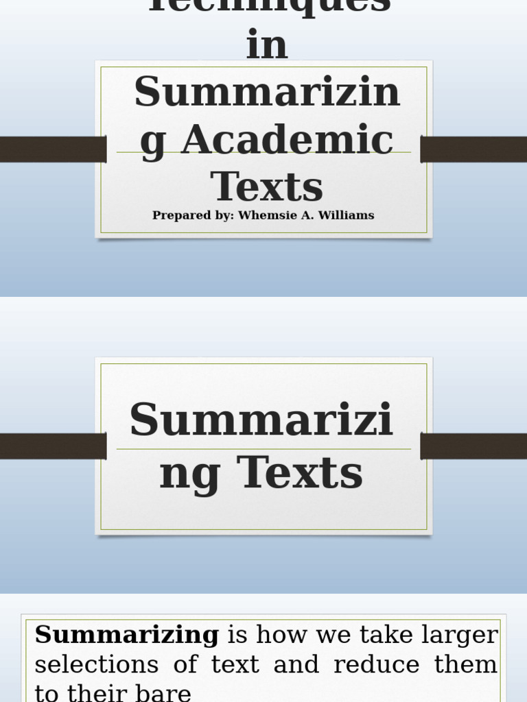 EAPP LESSON4 Techniques in Summarizing Academic Texts | PDF | Goldilocks And The Three Bears