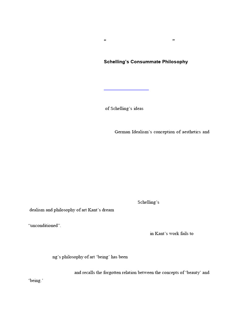 A New Conception of The Work of Art in Schelling | PDF | German ...