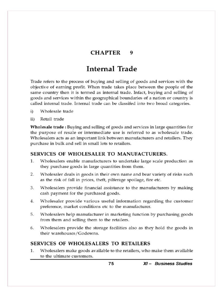 Ch-9 (Internal Trade) | PDF