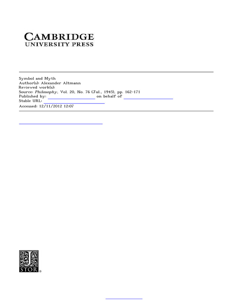 Altmann, Alexander - Symbol and Myth | PDF | Carl Jung | Archetype