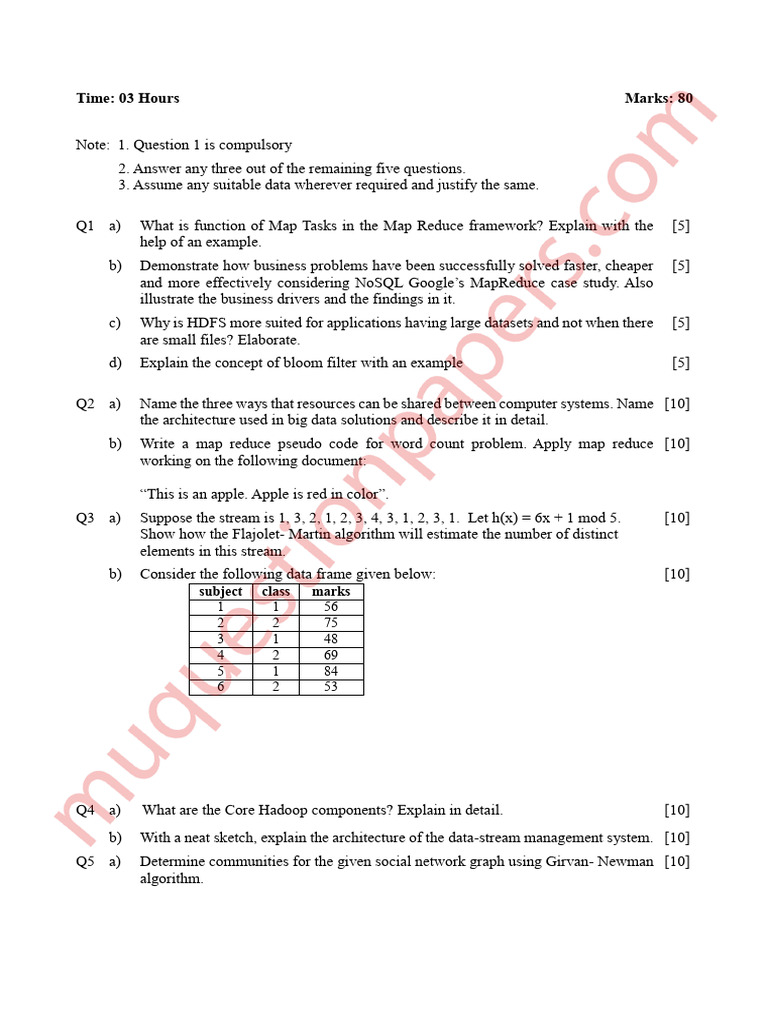 BDA QUestion Paper | PDF | Computing | Information Technology
