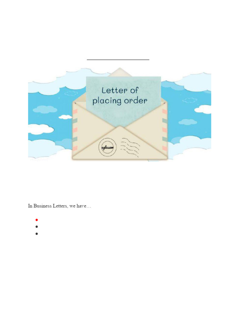 Order Letter Writing Guide for Class 8 | PDF