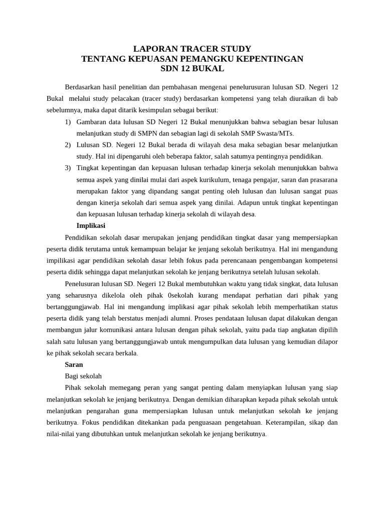 Laporan Tracer Study | PDF