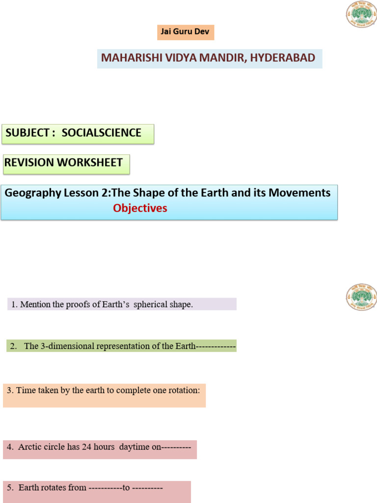 Grade 6 Geography: Earth's Shape & Movements | PDF | Earth | Apsis