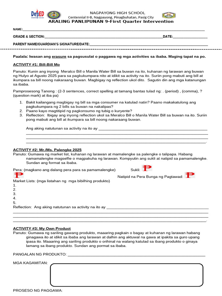 AP 9 Q1 INTERVENTION OR REMEDIATION For Printing | PDF