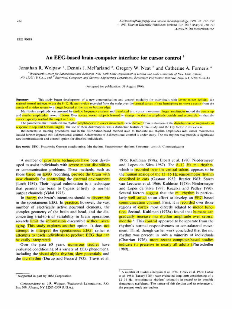EEG-based Brain-Computer Interface For Cursor Control | PDF | Electroencephalography