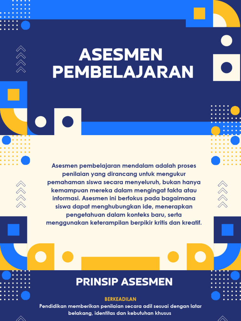 Asesmen Pembelajaran Mendalam: Prinsip dan Jenis | PDF