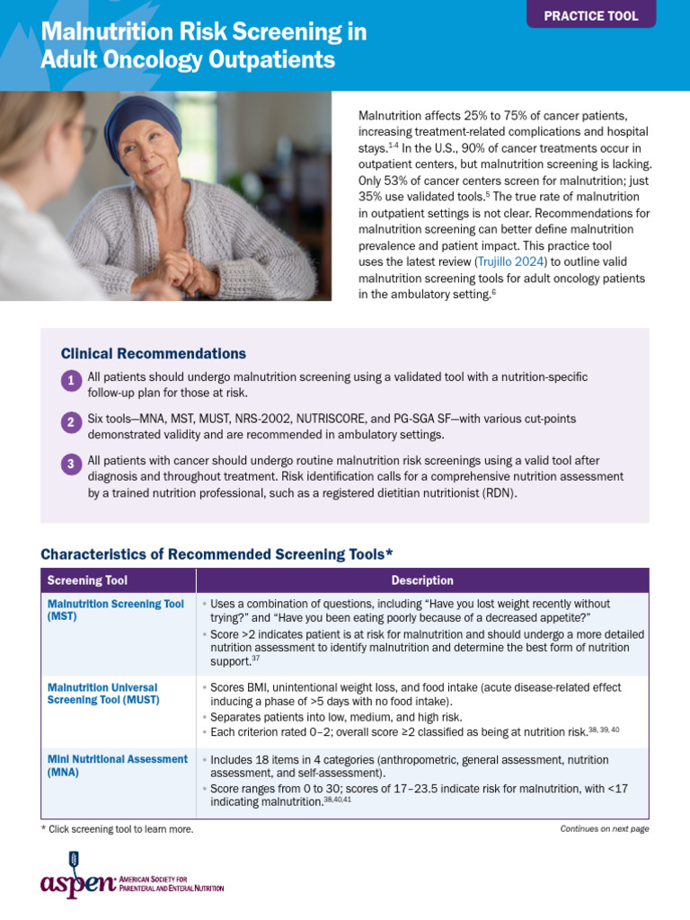 Malnutrition Screening Tools for Cancer Patients | PDF | Malnutrition ...