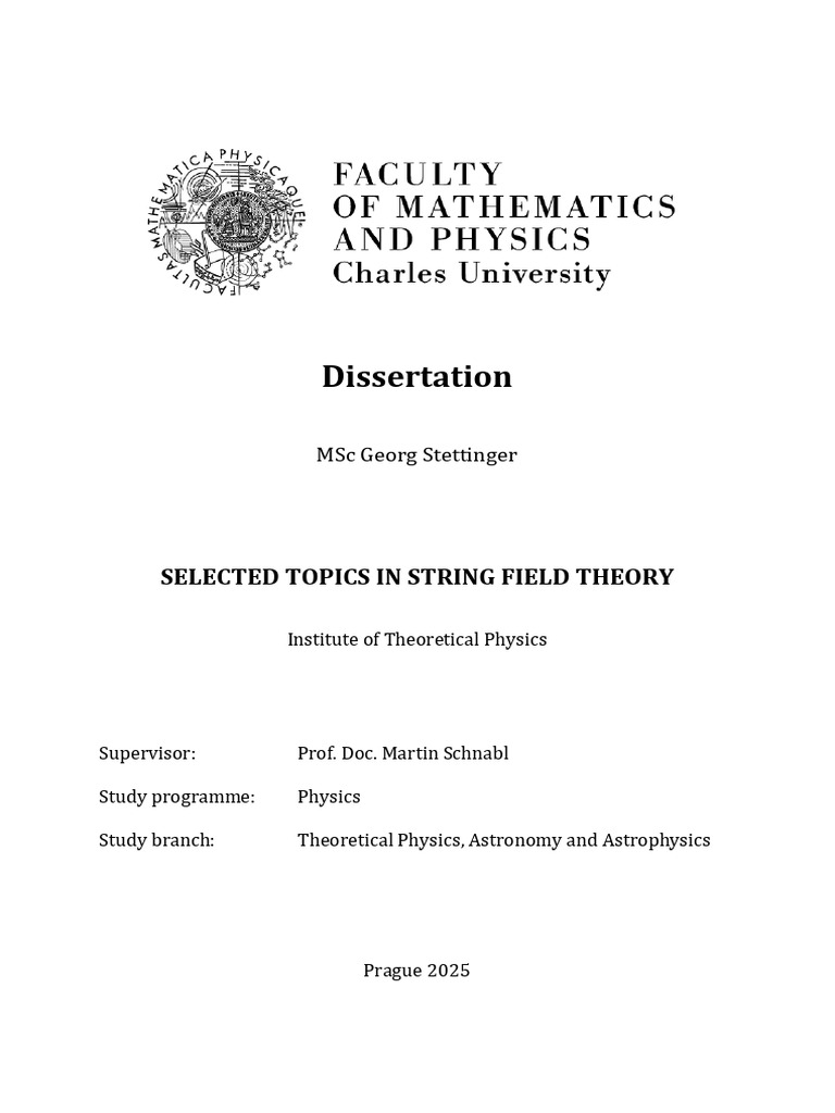 2508.19846v1 Selected Topics in String Field Theory | PDF | String ...