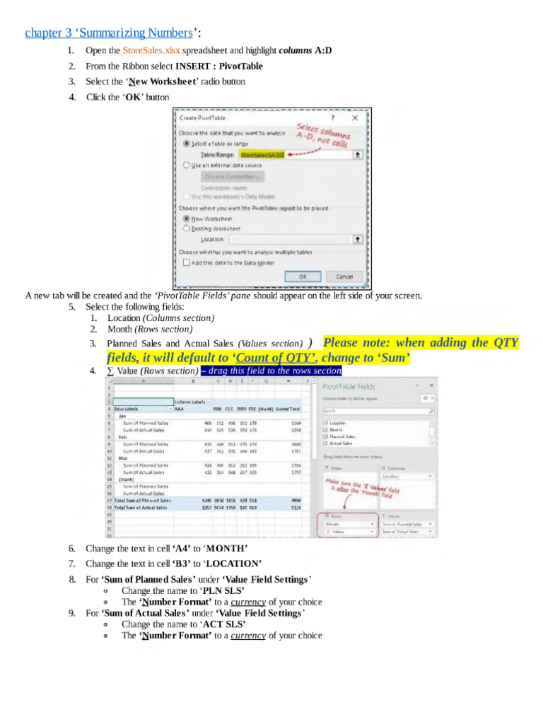 PivotTable Sales Analysis Guide | PDF | Microsoft Excel | Data Management