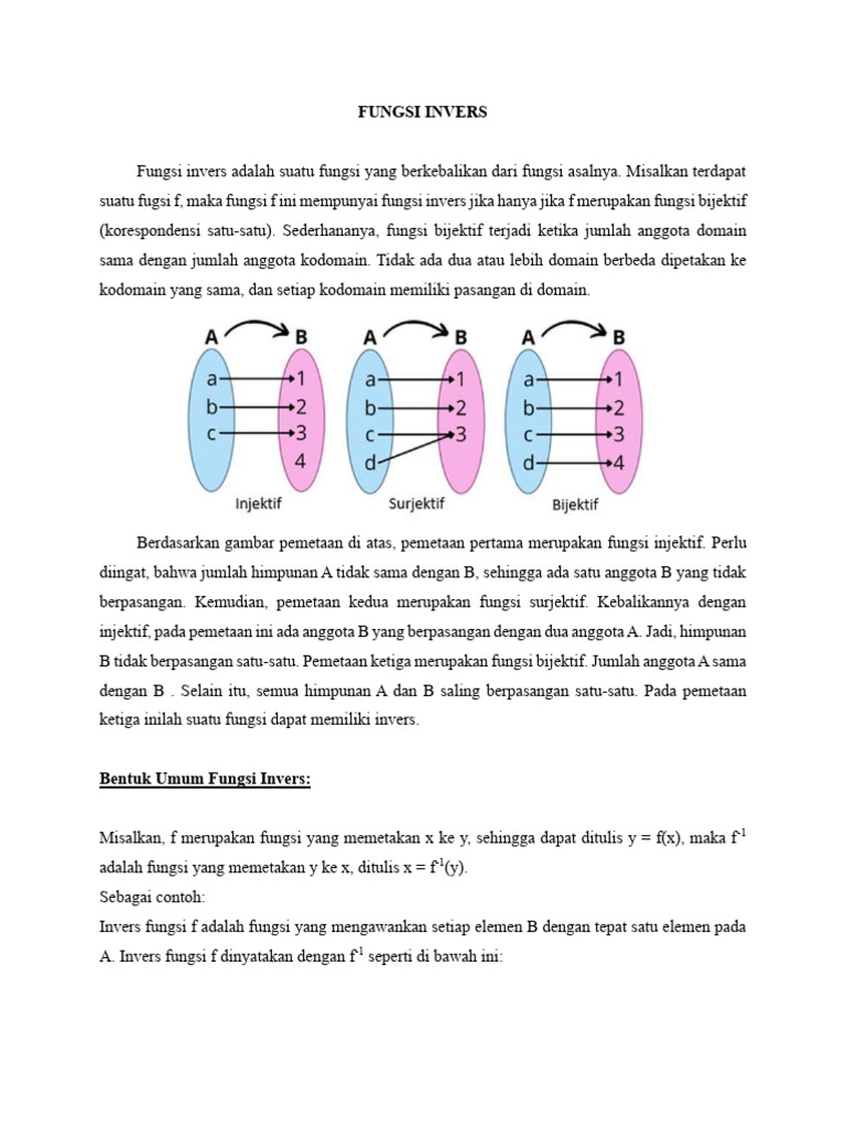 Fungsi Invers dan Pemetaan Matematis | PDF