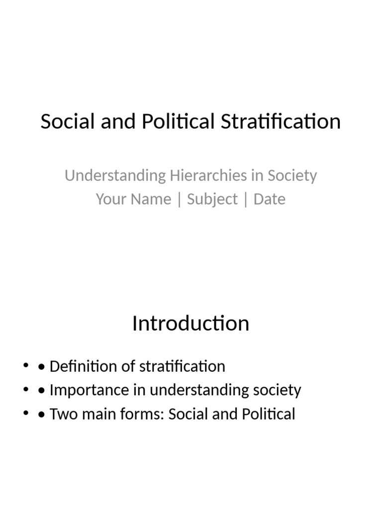 Social Political Stratification | PDF