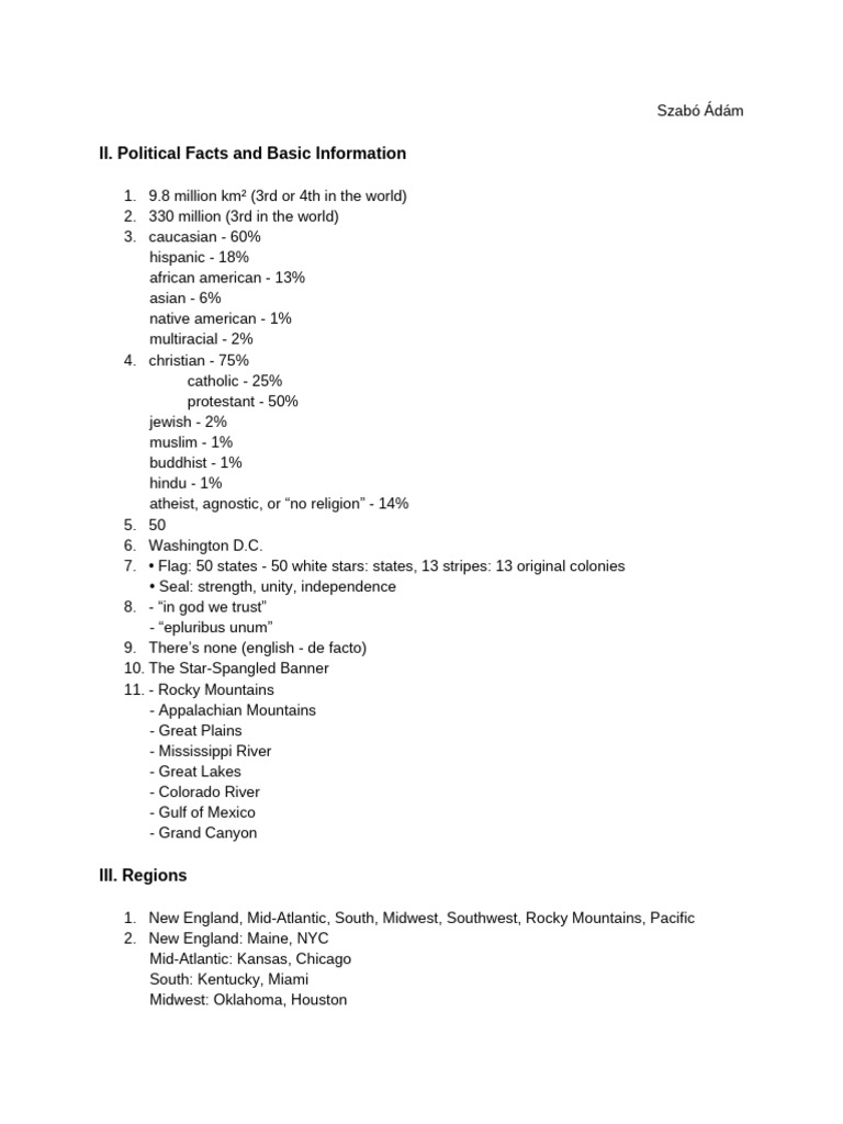 US Political Facts and Regional Insights | PDF | Southwestern United ...