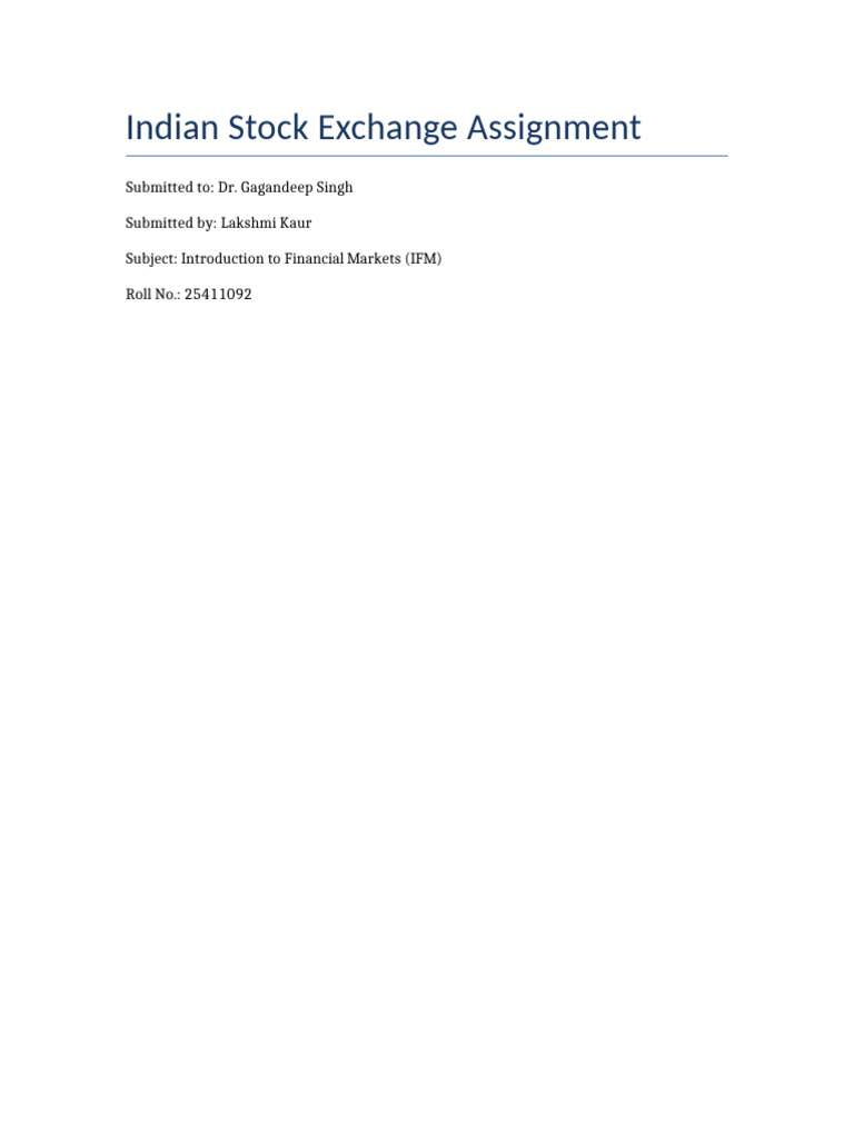 Indian Stock Exchange Overview | PDF | Stock Exchange | Stocks
