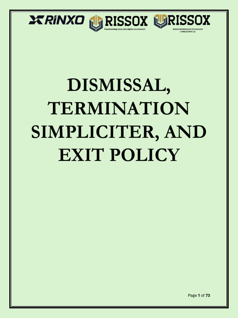 Dismissal, Termination Simpliciter, and Exit Policy | PDF | Employment ...
