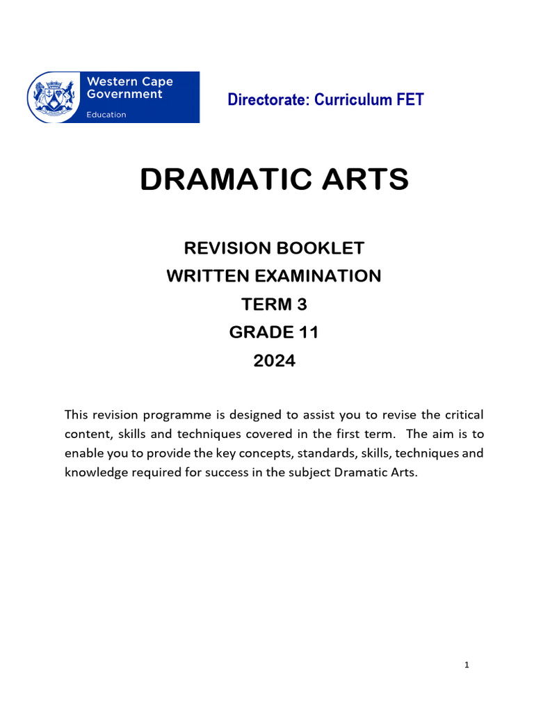 Grade 11 Dramatic Arts Revision Guide | PDF | Theatre | Human Voice
