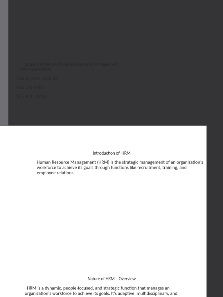 Scope and Nature HRM Aesthetic | PDF | Human Resource Management ...
