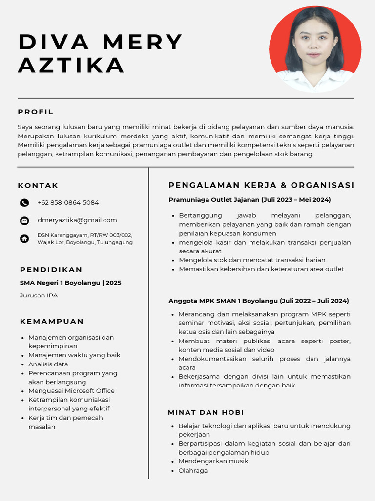 CV - Diva Mery Aztika - 20250803 - 182436 - 0000 | PDF