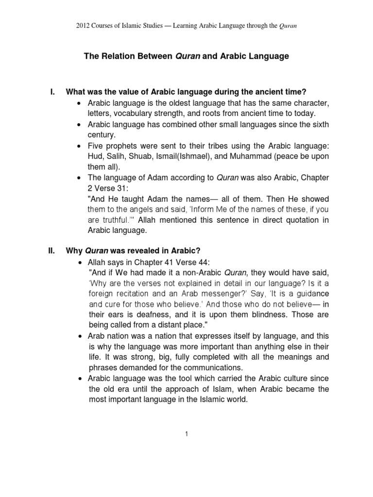 Learning Arabic Through Quran | PDF | Quran | Islam