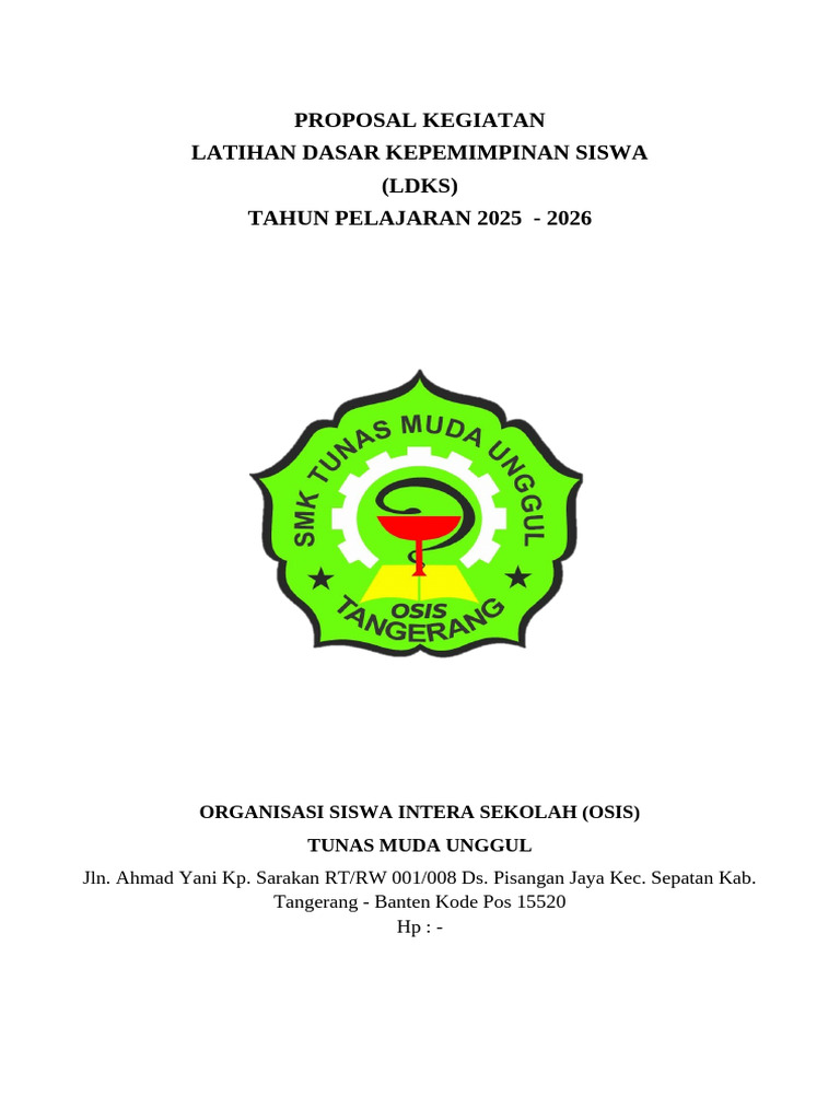 Proposal LDKS OSIS SMK Tunas Muda Unggul | PDF