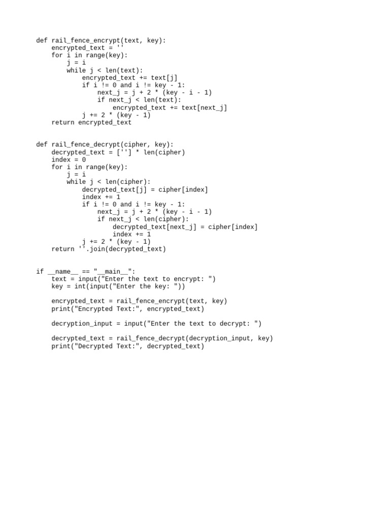 Rail Fence Cipher Encryption Guide | PDF