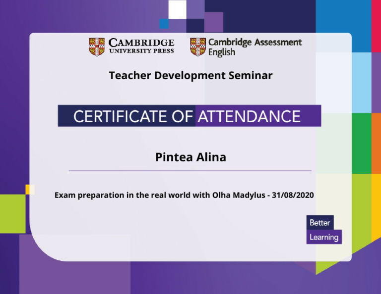 Cambridge University Press Certificate | PDF