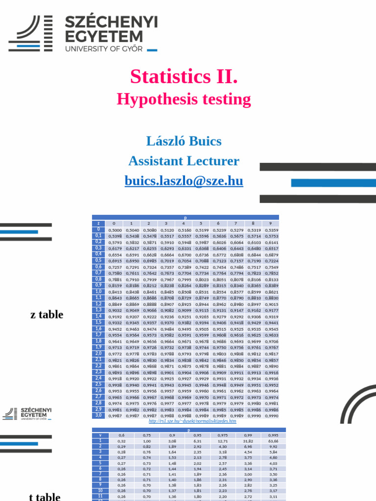 Statistics II - Hypothesis Testing | PDF | Statistical Significance ...