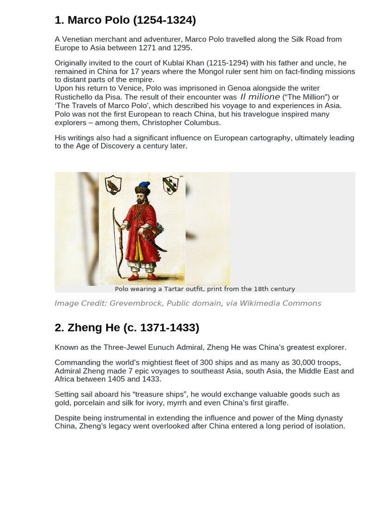 Famous Explorers - Short Biographies in Simple English | PDF | New ...