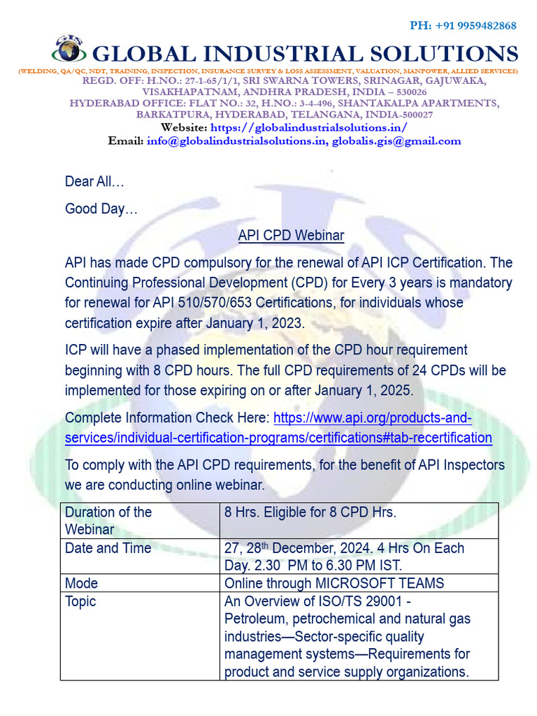 API CPD Webinar Flyer December 2024 | PDF