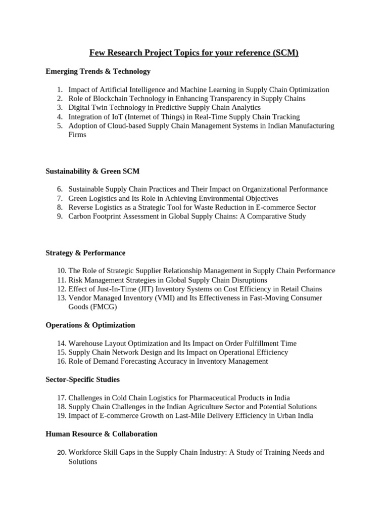 SCM Topics | PDF