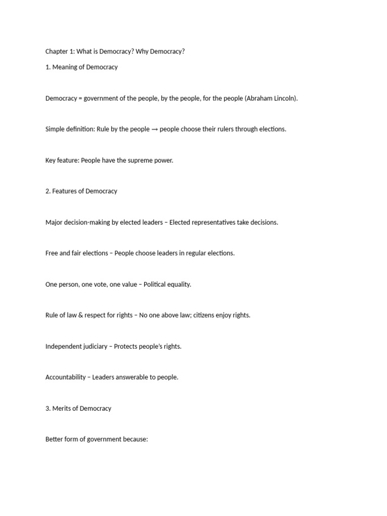 Understanding Democracy: Key Features & Benefits | PDF
