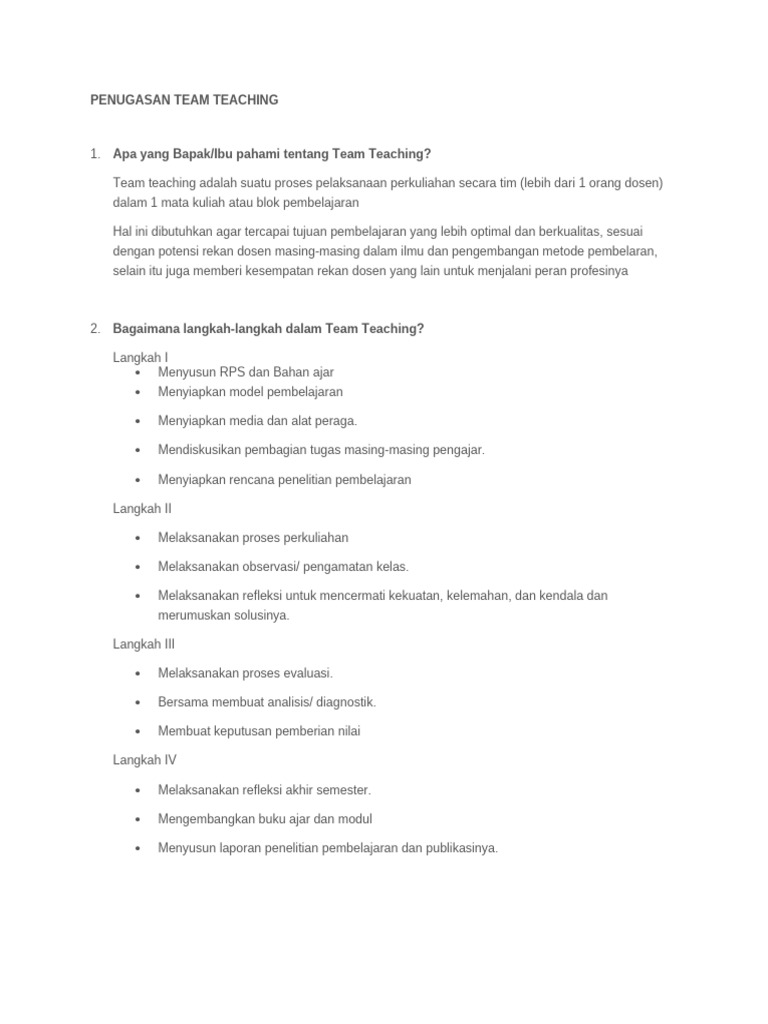 Panduan Efektif Team Teaching Dosen | PDF