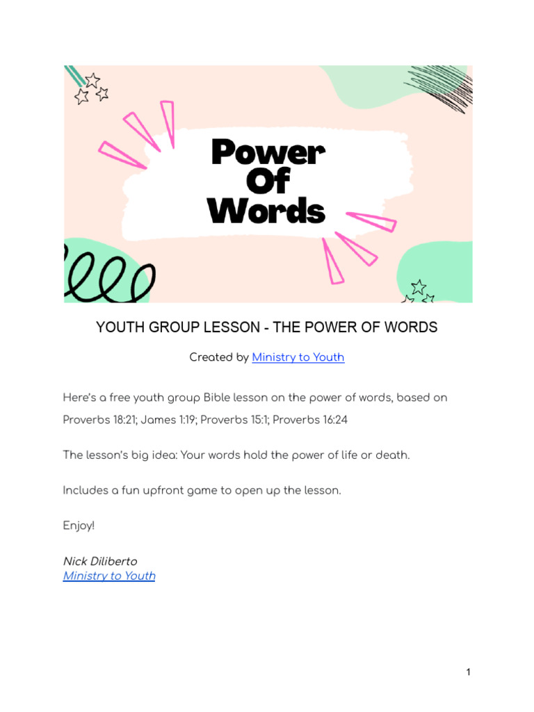 Youth Lesson on Words' Impact | PDF | Anger