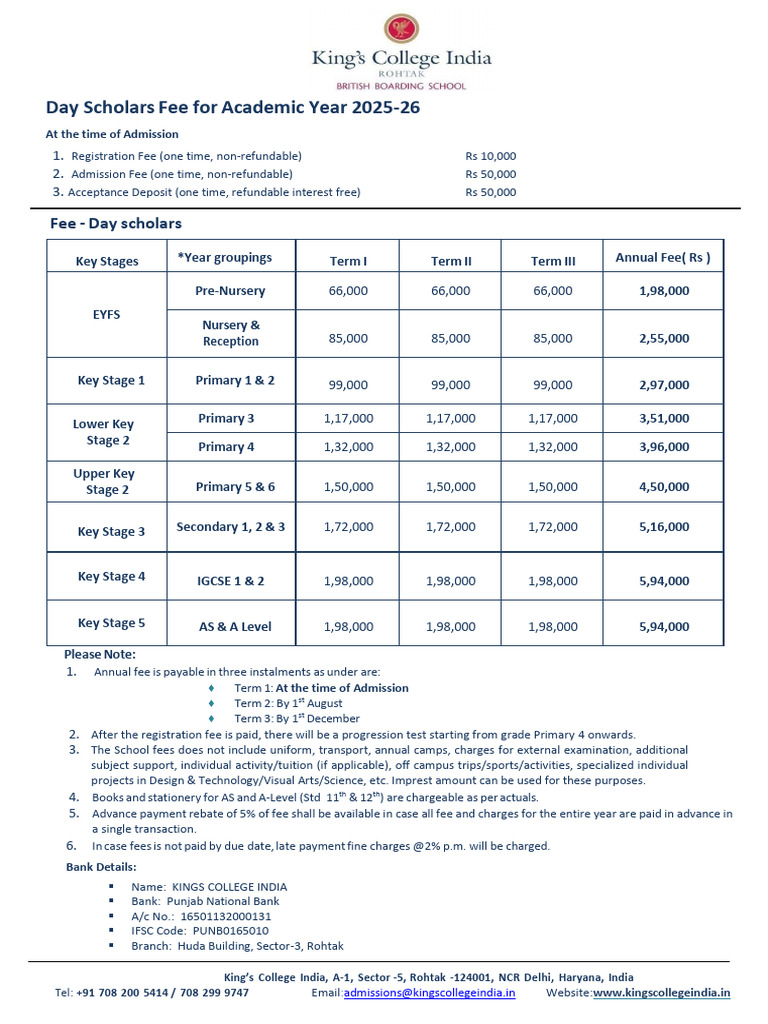 Day Student Tuition Fee 2025 26 FFD | PDF | Fee