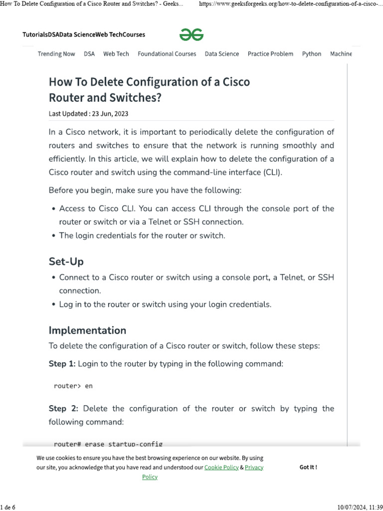 Delete Cisco Router and Switch Configs | PDF
