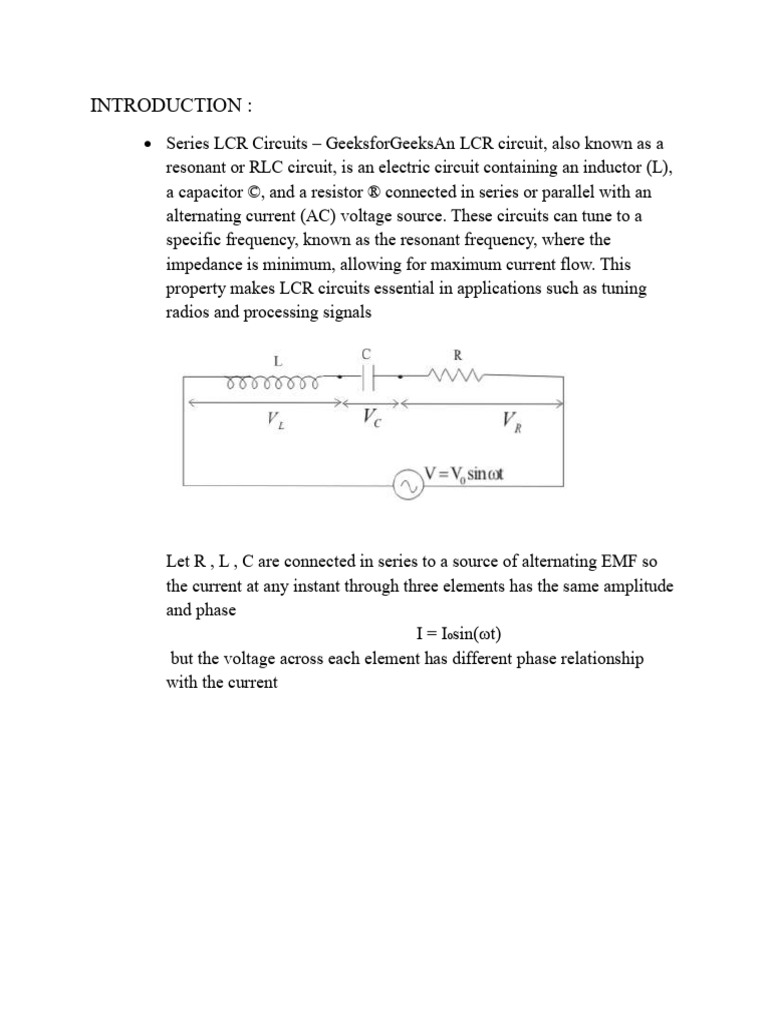 LCR Circuit | PDF | Electrical Impedance | Inductor