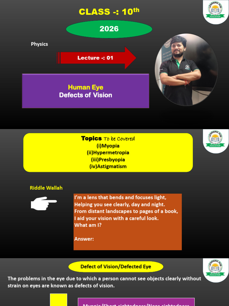 Defects of Vision in Class 10 Physics | PDF | Myopia | Human Eye