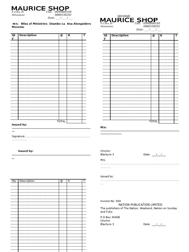 Invoice Template for Nation Publications | PDF | Business Documents ...
