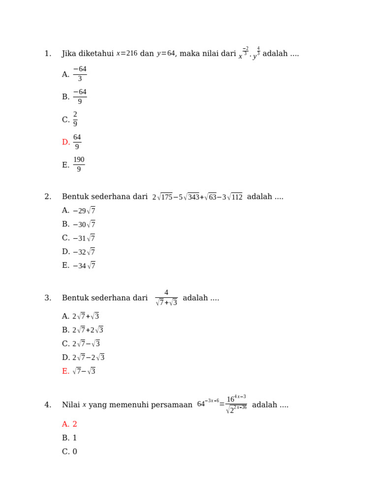 Soal Matematika dan Penyelesaiannya | PDF