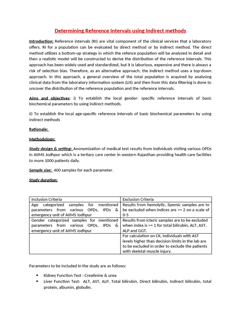 Indirect Reference Interval | PDF