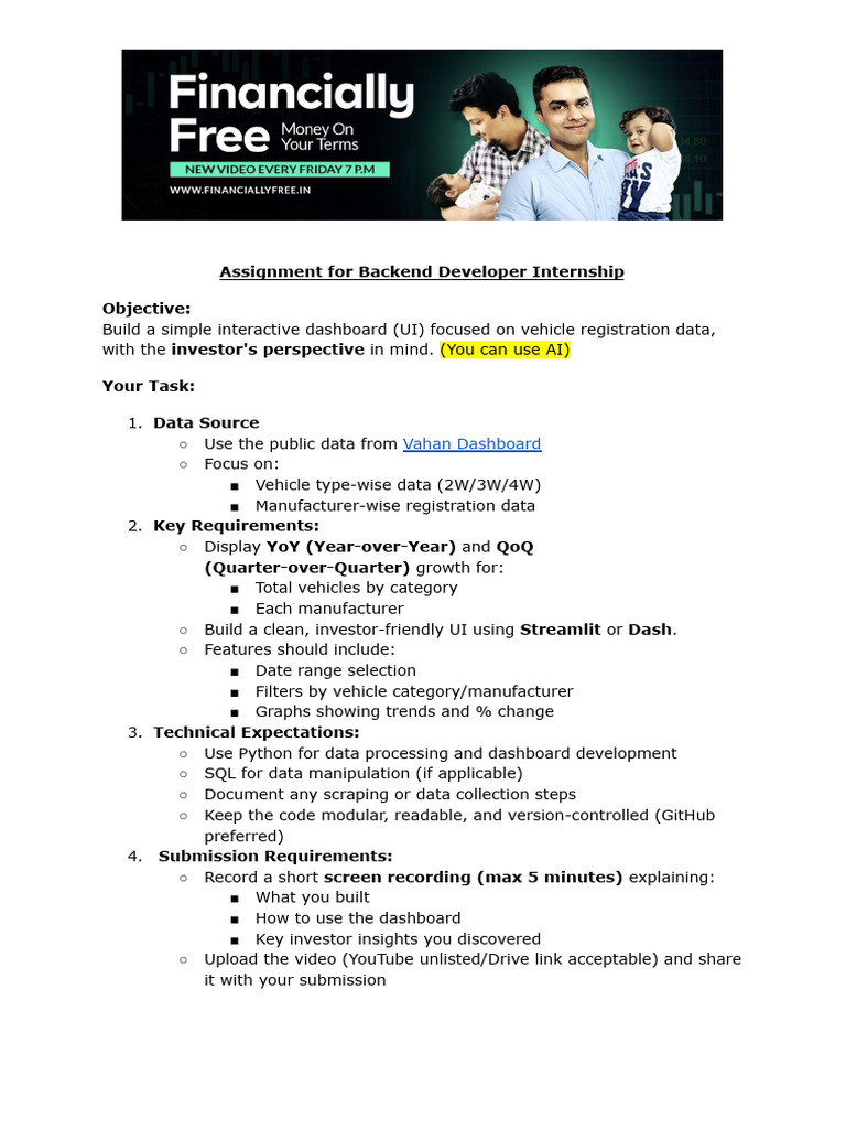 Assignment - Backend Developer Internship | PDF