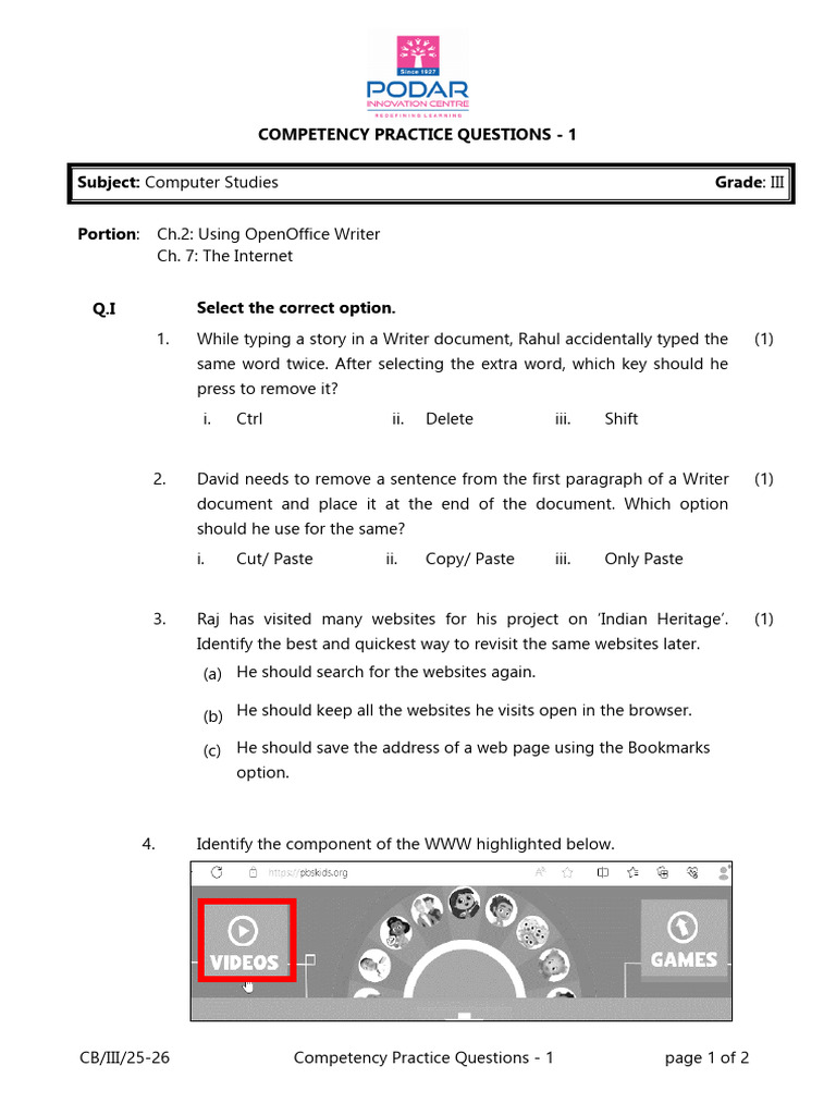 1757647815779.practice Question - Class III | PDF | Hyperlink | World Wide Web