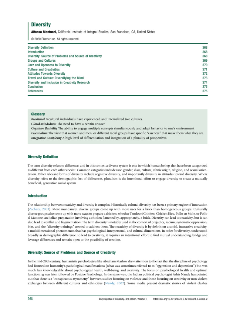 Diversity and Creativity | PDF | Prejudices | Creativity